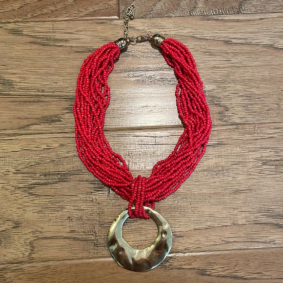Versona | Jewelry | Versona Super Cute Redorange Beaded Necklace With ...
